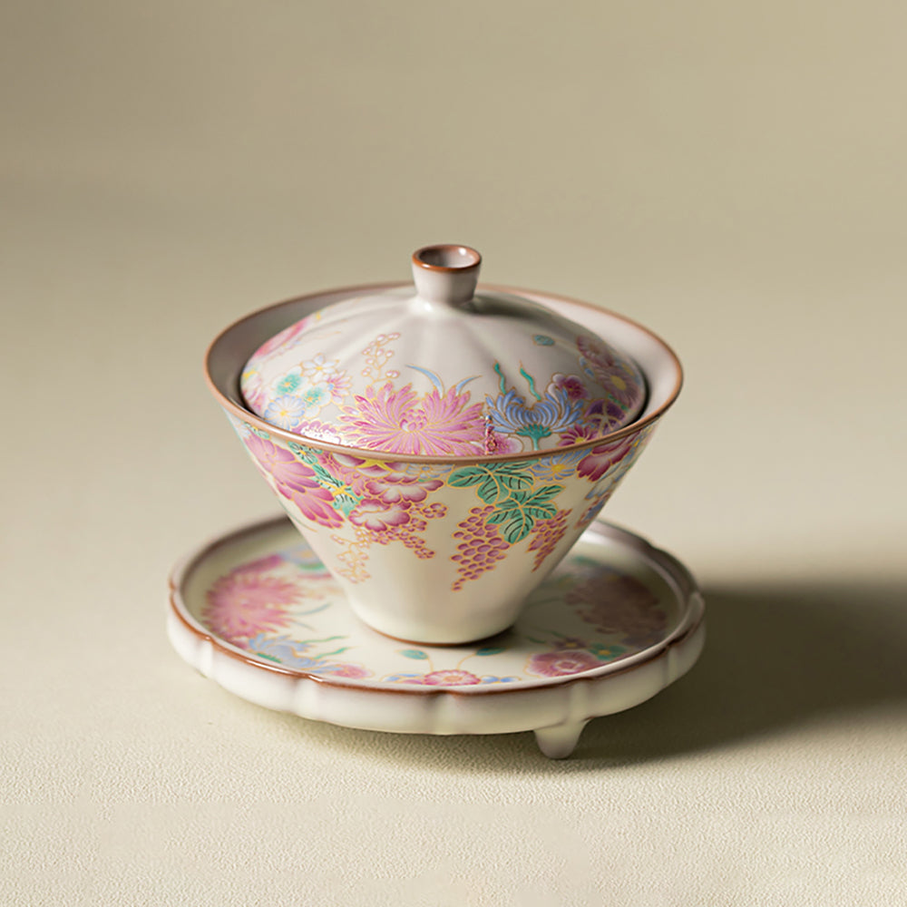 Garden Ruyao Porcelain Flowers Gaiwan – Jiangnan Sourcing