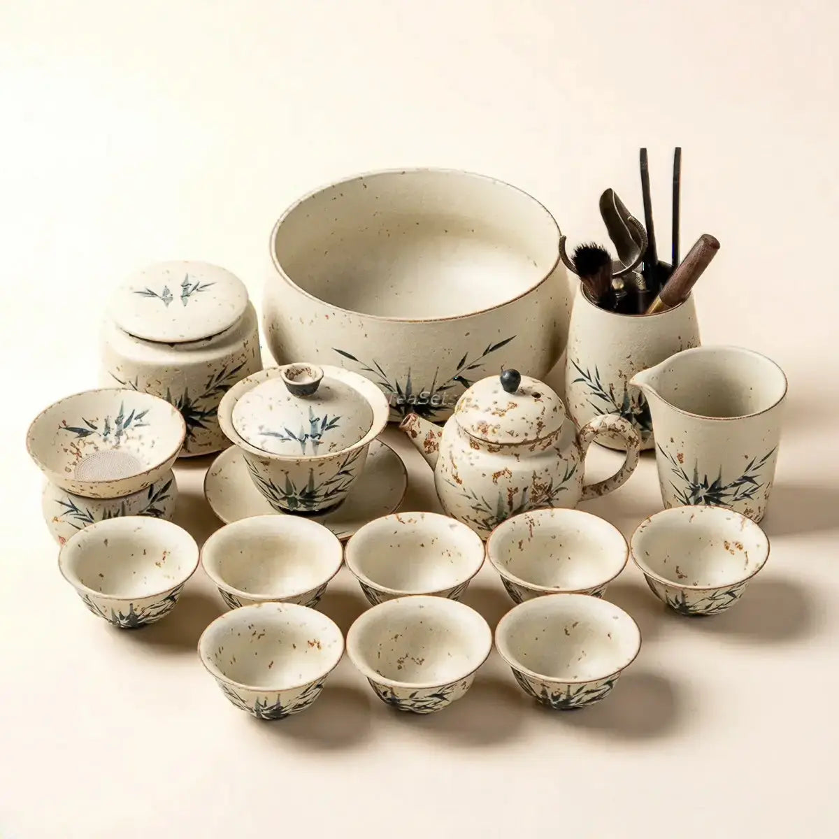 Chinese Ruyao Ceramic Bamboo Tea Set – Jiangnan Sourcing